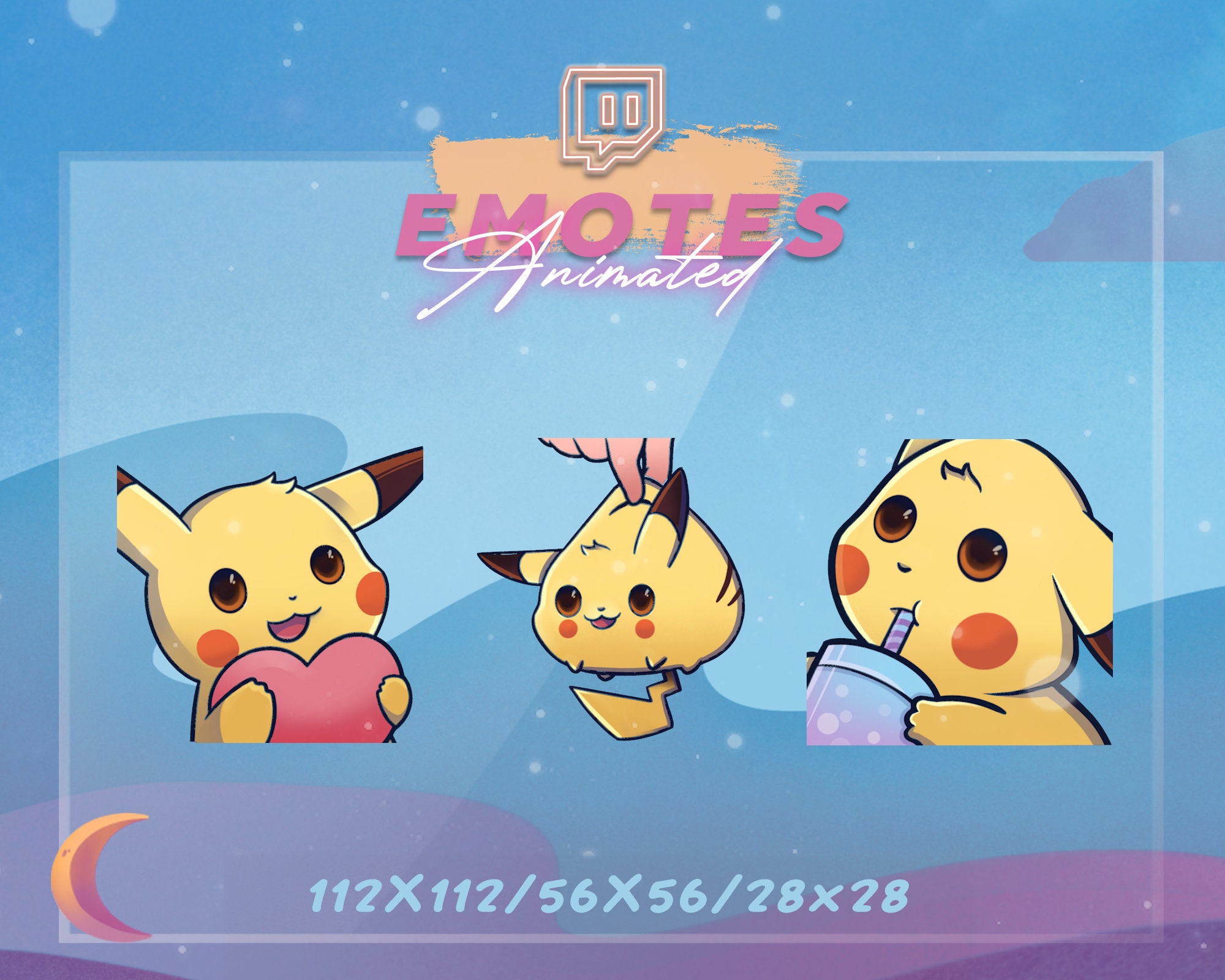 Animated Pokemon Chibi Emote Pack - Pikachu Twitch Emotes | Anime Emote ...