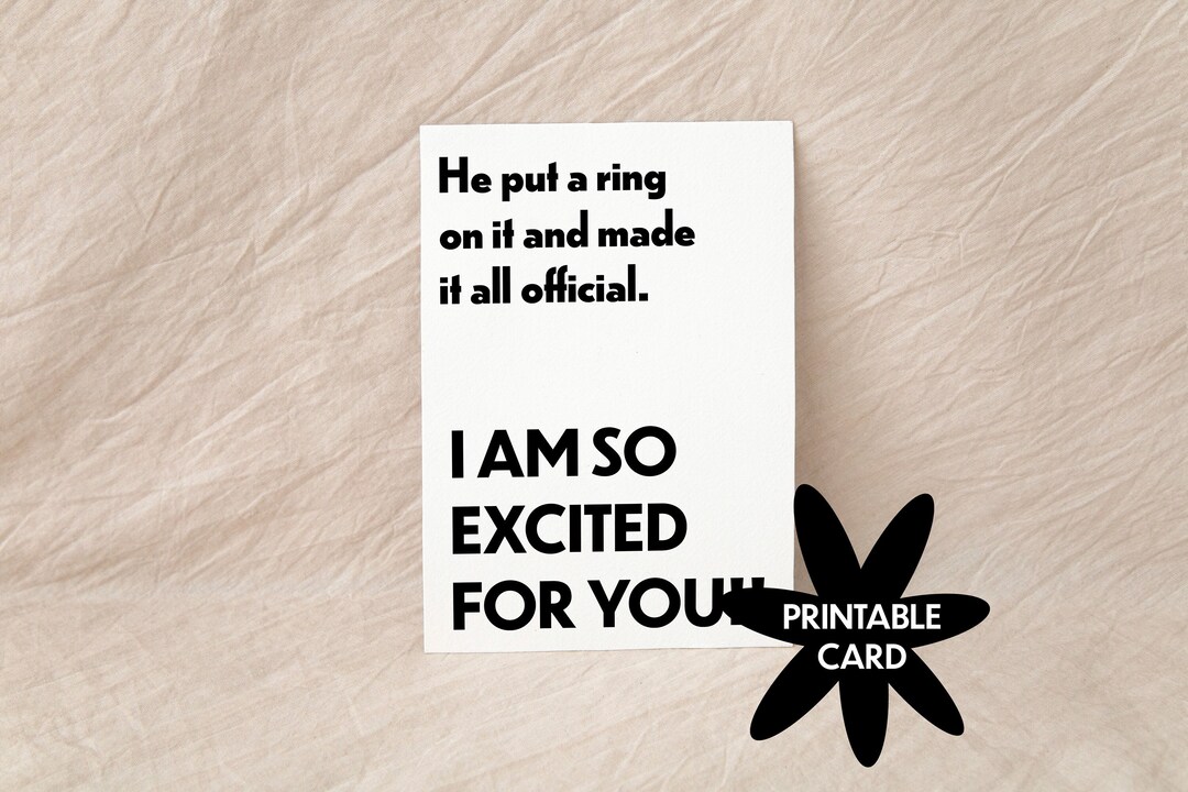 Greeting Card, Printable, Happy Engagement Gift for Her, Unique ...