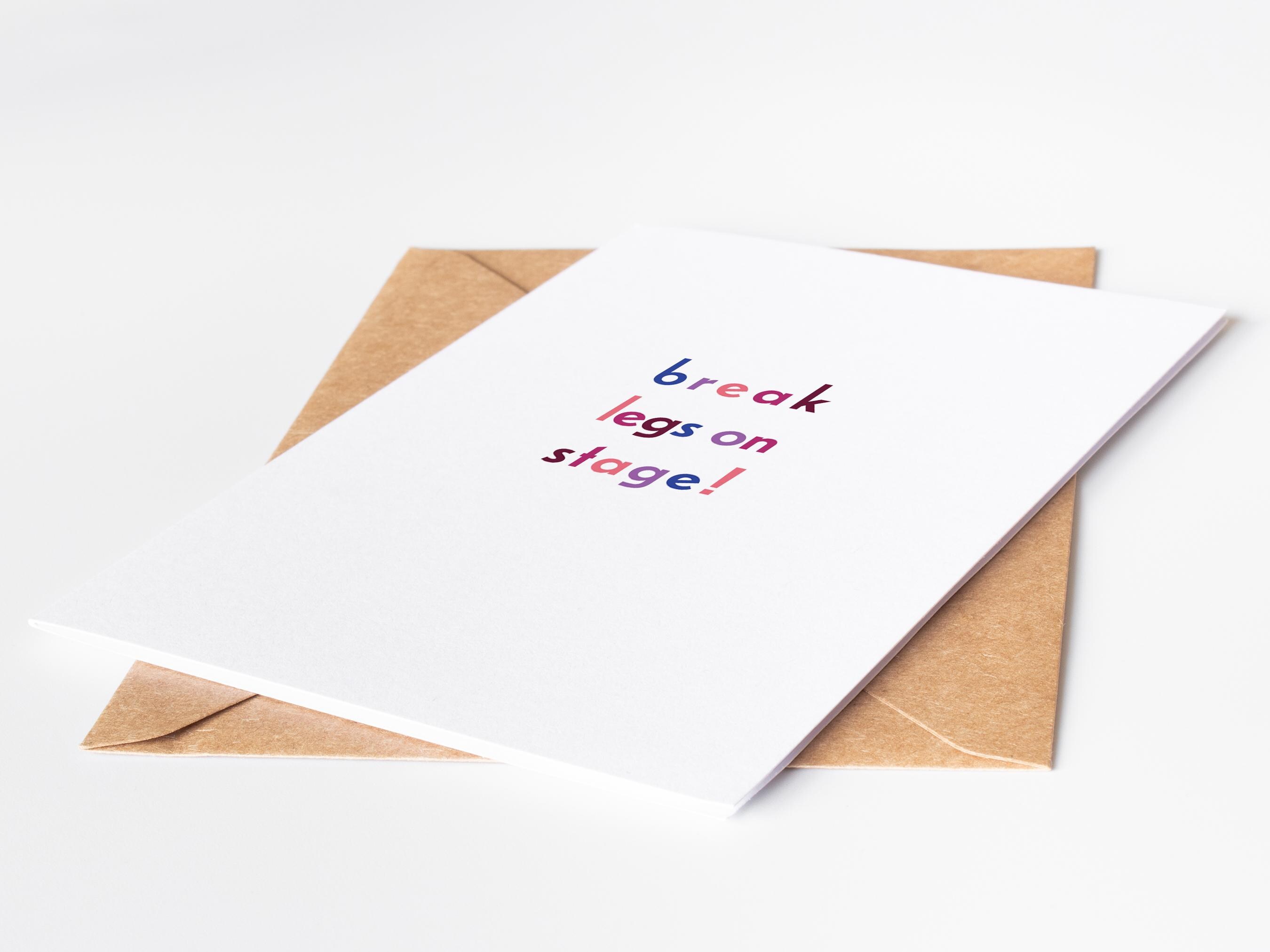 Greeting Card, Break Legs on Stage Keepsake, Performer Dancer Musician ...
