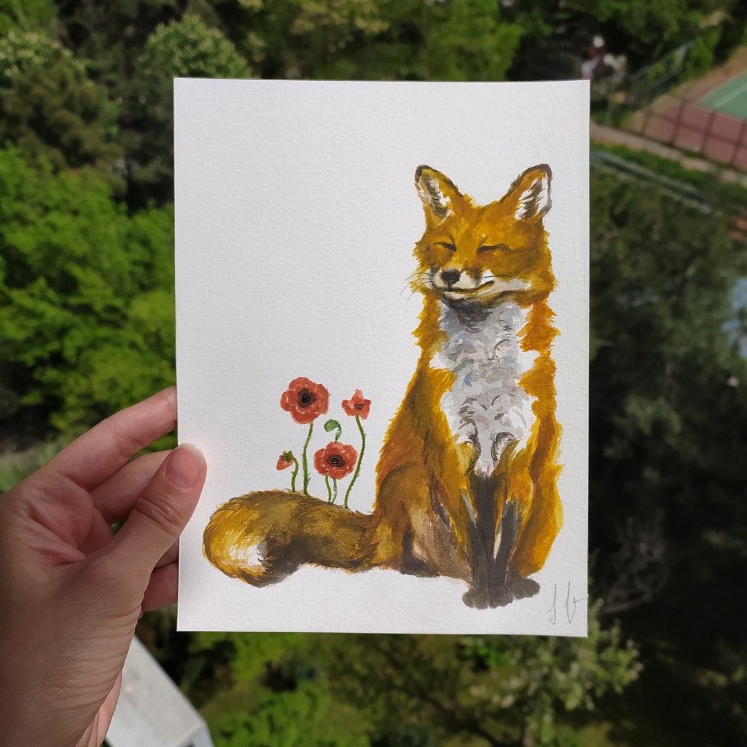 Red Fox Original Watercolor Painting on 300gm Paper - Etsy