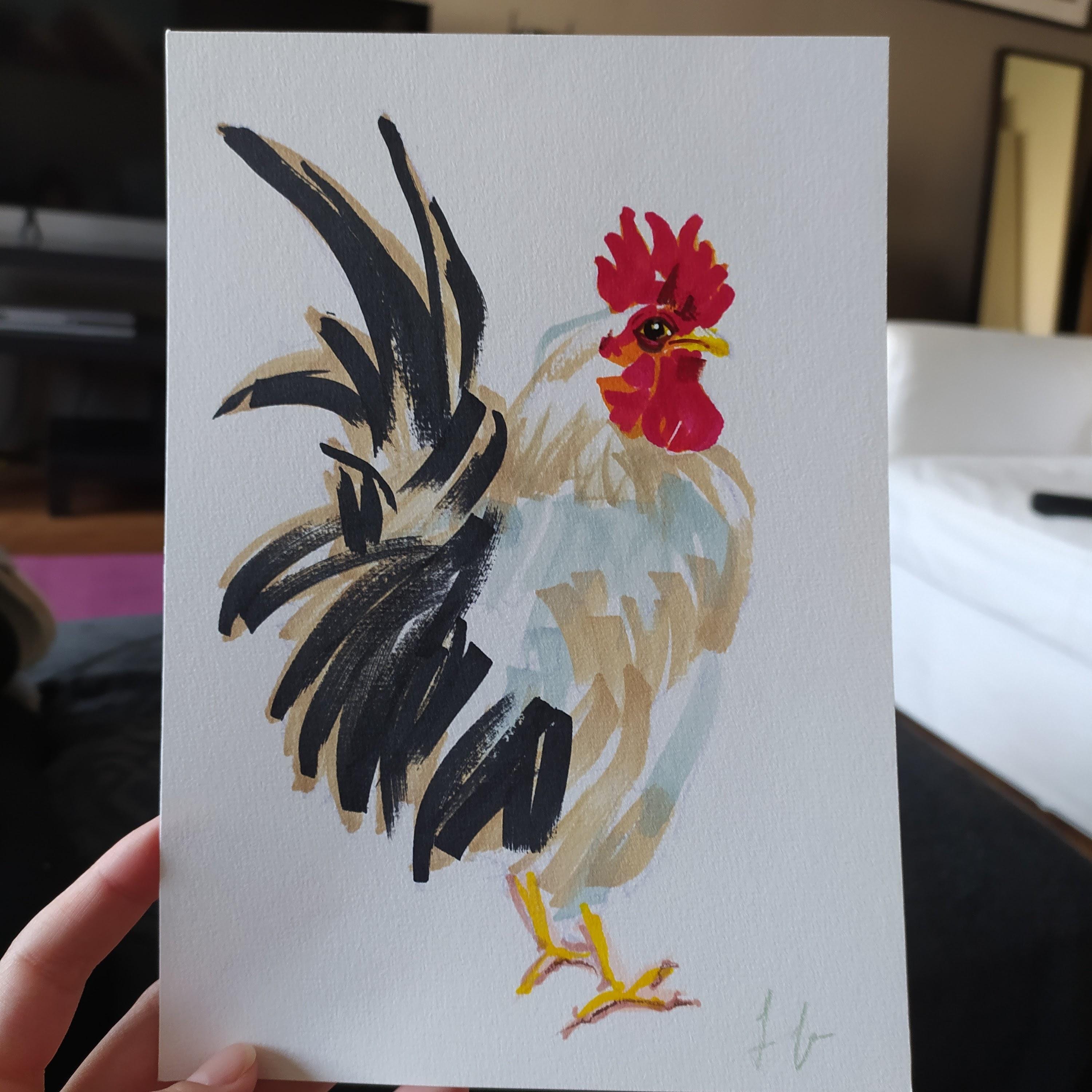 Colorful Rooster Drawing Print: Farmhouse Kitchen Art (digital Download ...