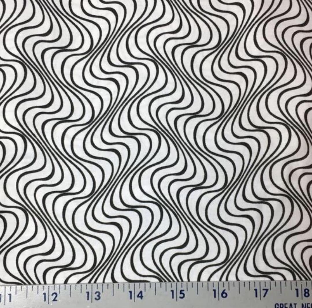 Vtg OPTICAL ILLUSION Fabric 18x22 or 18x44 Black and White Cotton ...