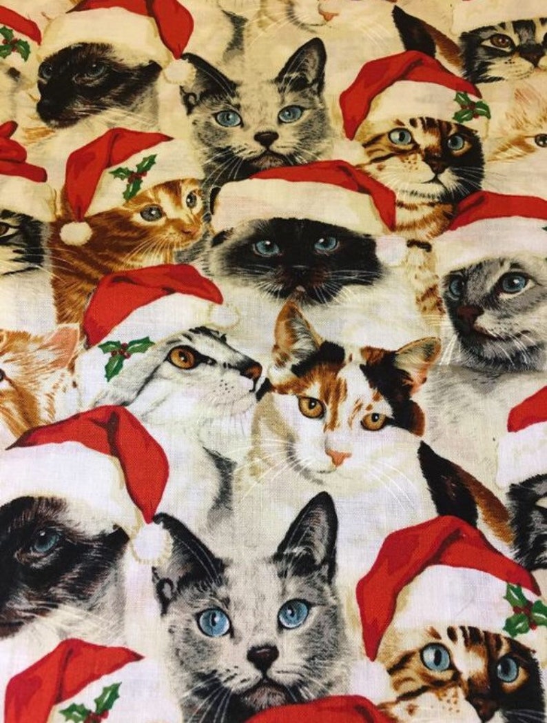 Patty Reed CHRISTMAS CATS Fabric Traditions 2008 Vtg Sewing Cotton ...