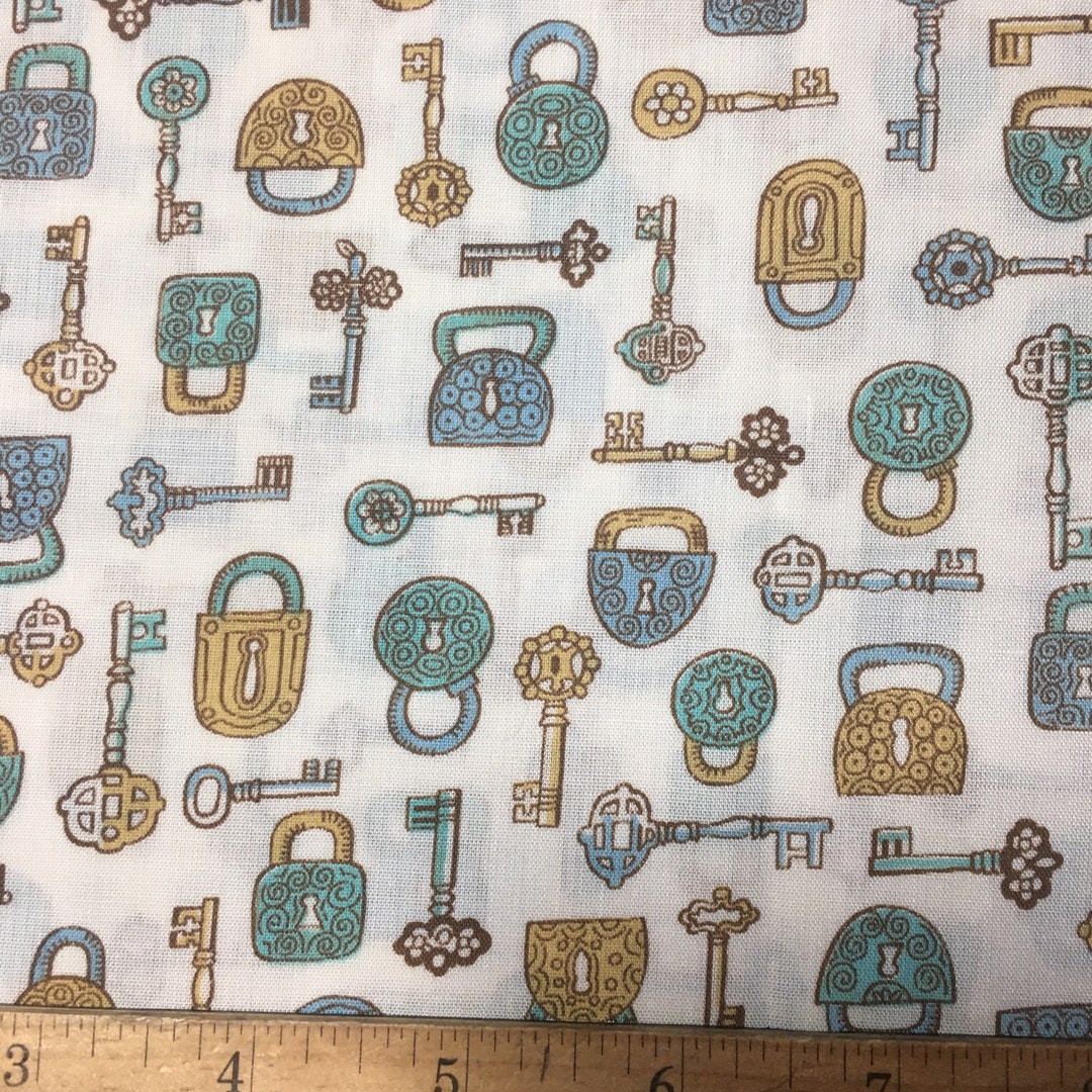 18x22 1970s SKELETON KEY & LOCK Vintage Fabric Quilting Manes - Etsy