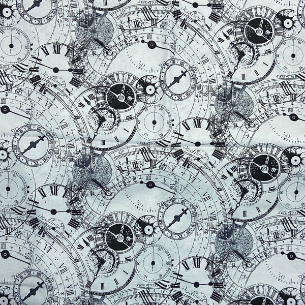 Clock Fabric - Etsy