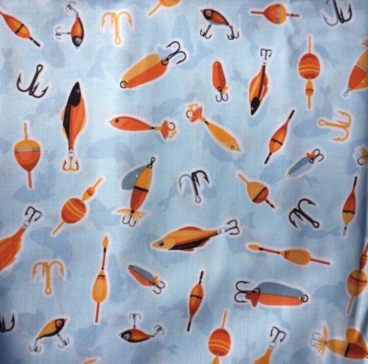 18x21 FISHING LURE Fabric Toss Gone Fishin Blue and Orange - Etsy