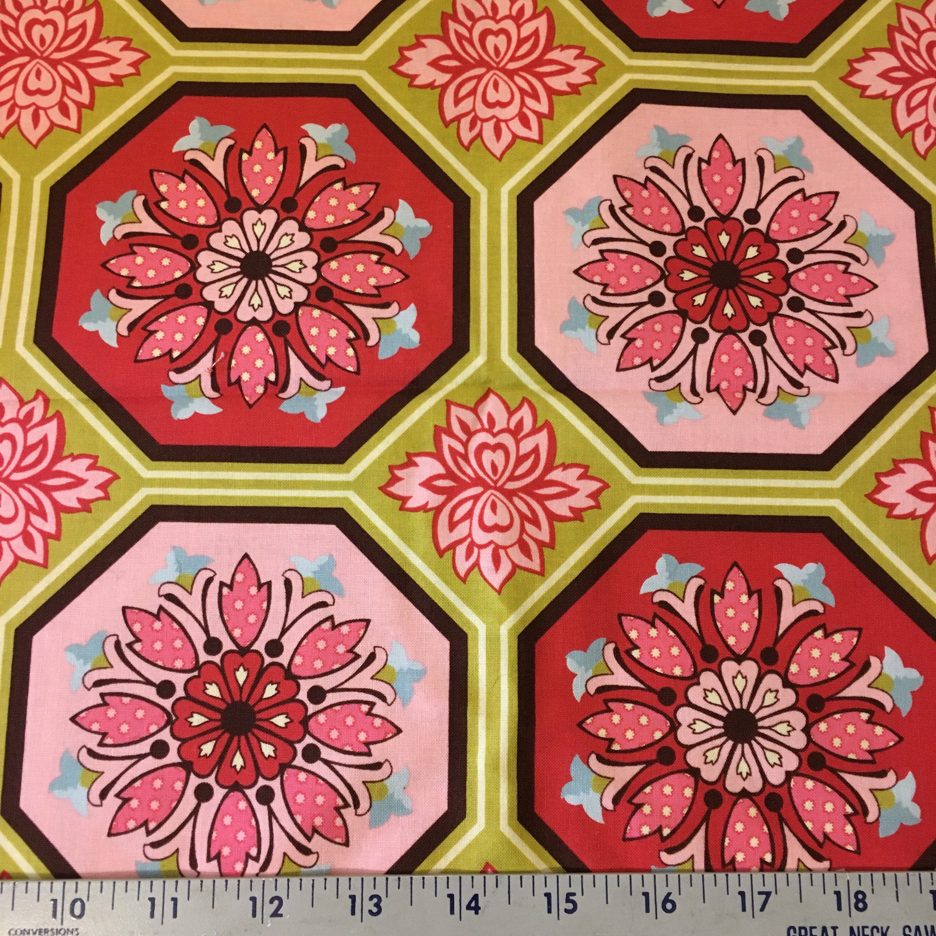 1/2 Yard Ginger Tiles Fabric Modern Floral Sandi Henderson - Etsy