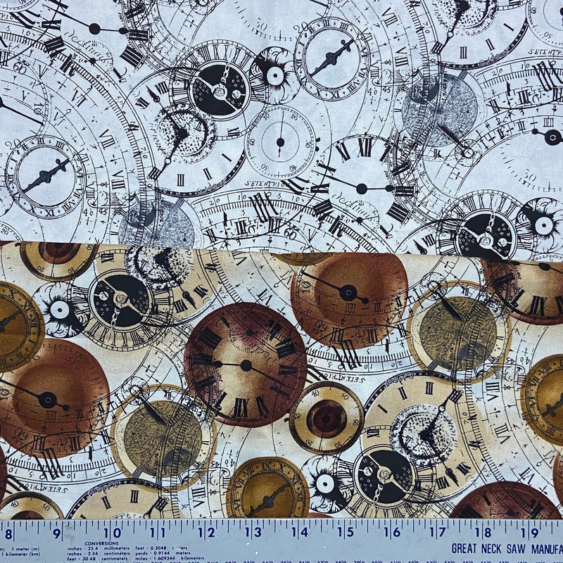 Clock Fabric - Etsy