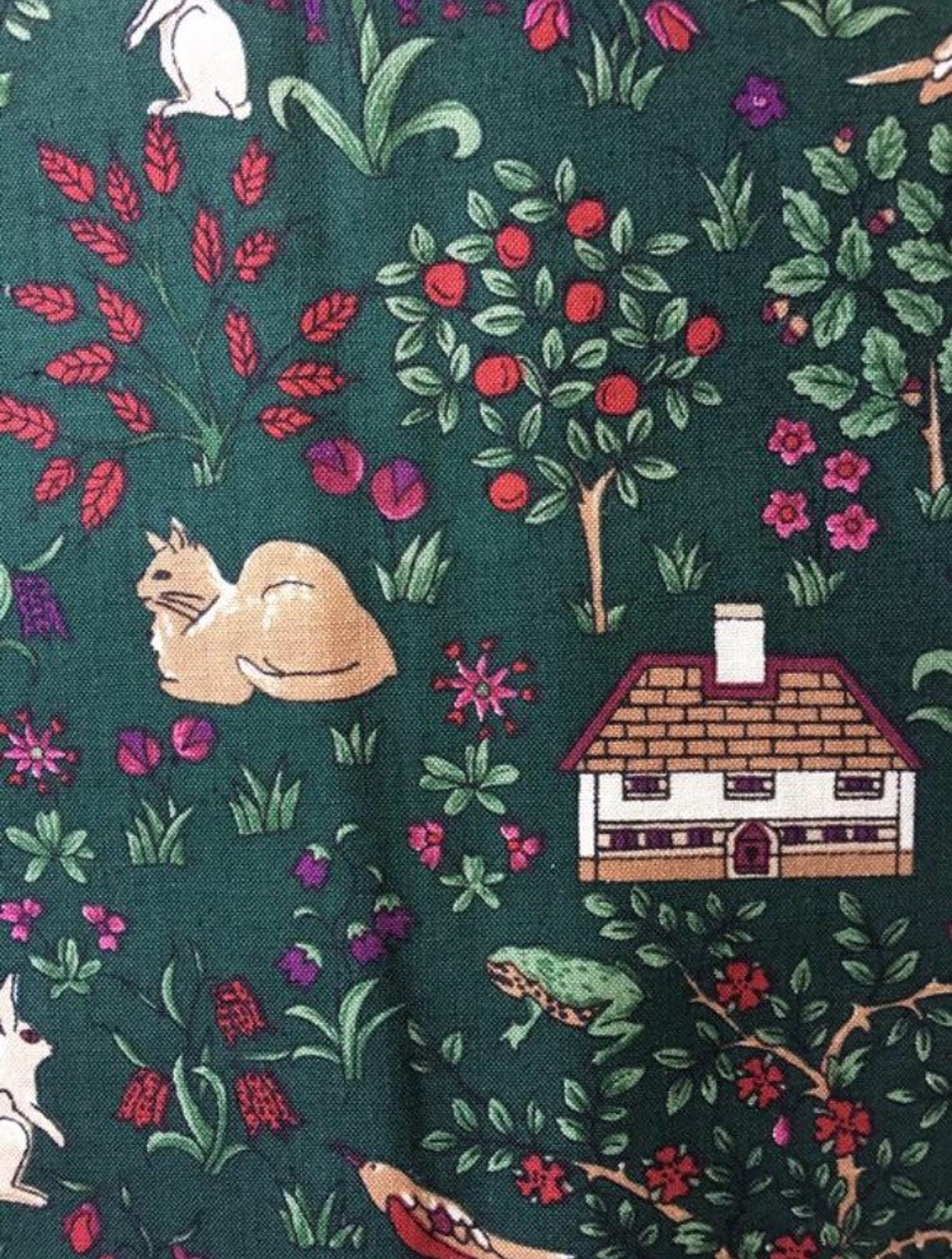 PRIMITIVE COUNTRY SCENE 18x21.5 Fabric Bunny Cat Dog Trees - Etsy