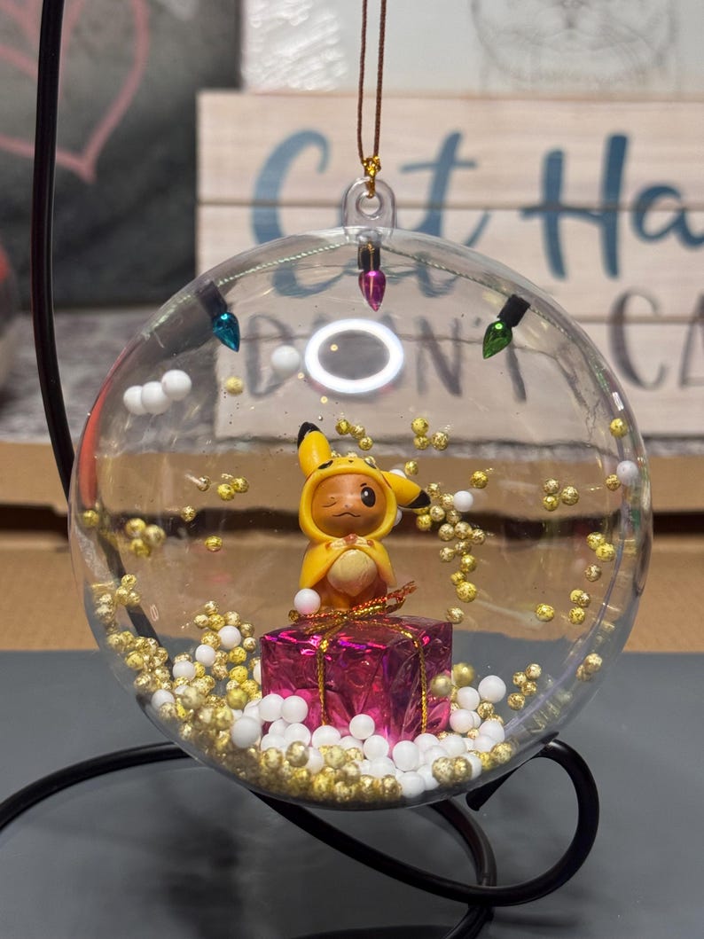 Eevee Pikachu Pokeball Snow Globe Ornament Pokémon Christmas Pokemon ...