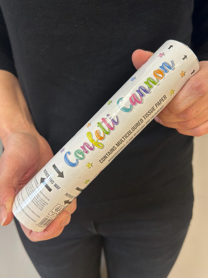 4 X Biodegradable Confetti Cannons, (20cm), Multicolour Confetti ...