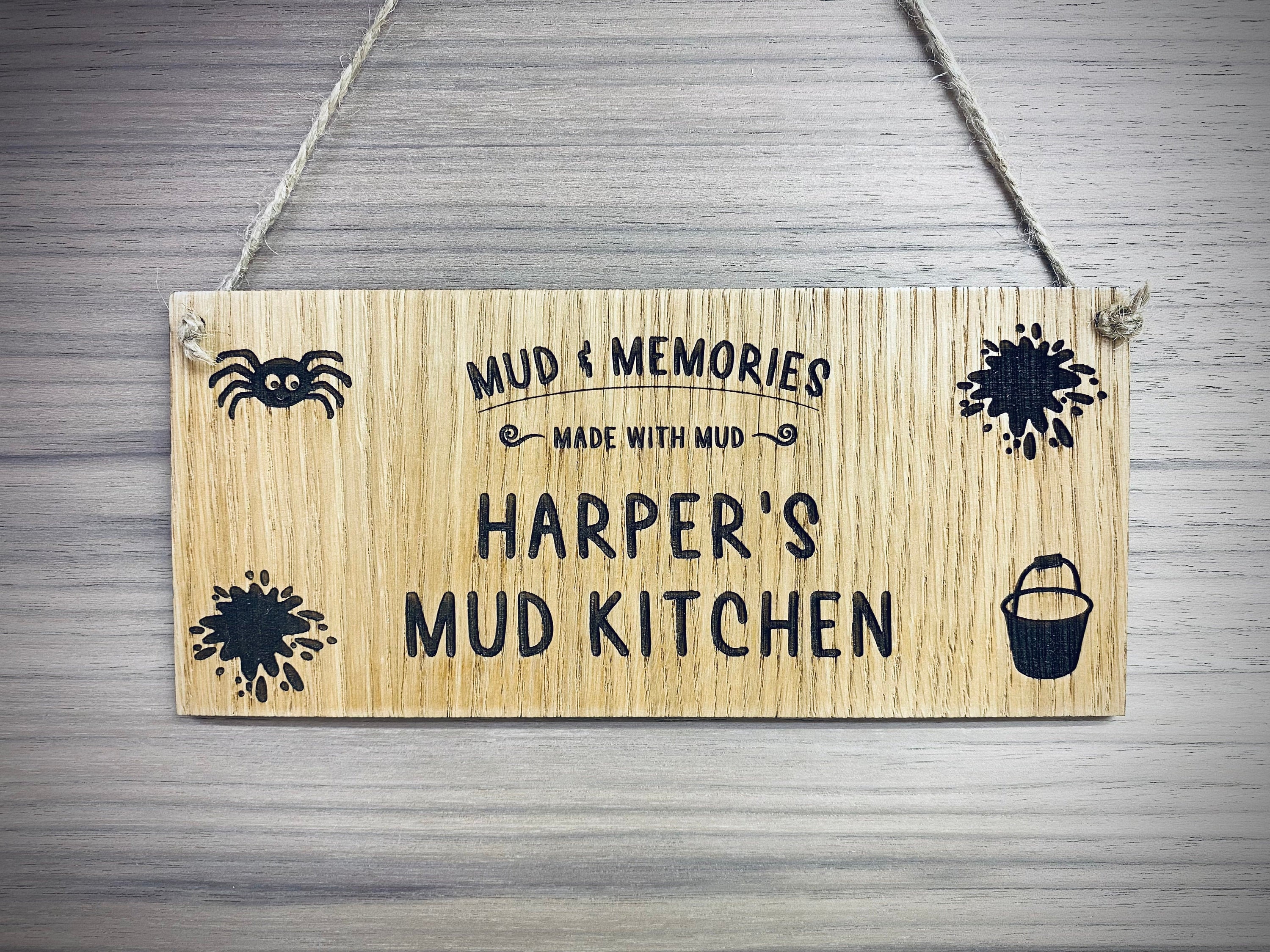 Personalised Mud Kitchen Hanging Sign Wooden Laser Engraved - Etsy UK