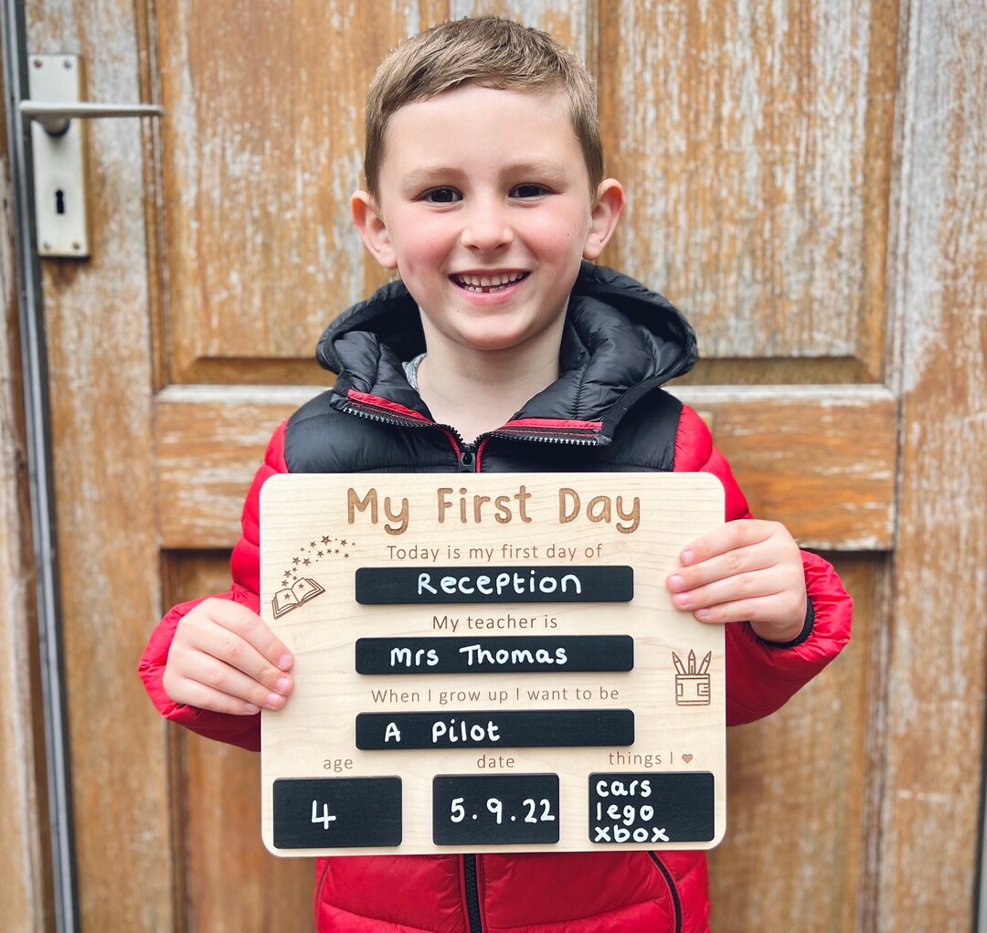 First Day of School Photo Board, Personalised Starting School Sign ...
