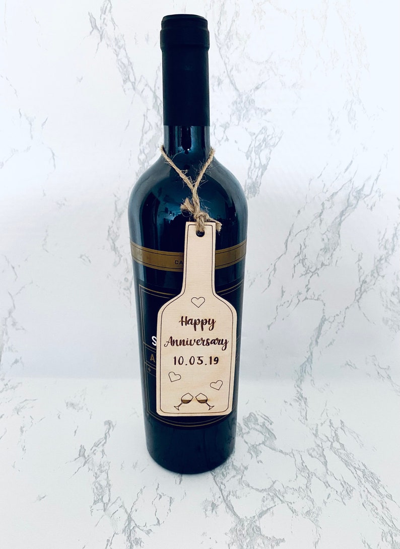 Personalised Wooden Engraved Wine Bottle Neck Tag Label - Etsy UK