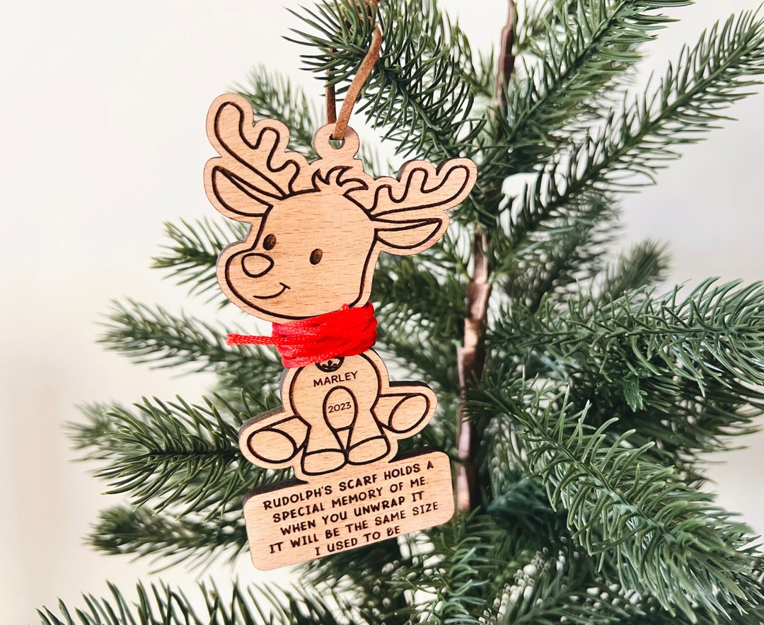Personalised Reindeer Bauble With Child Keepsake String, Childs Height ...