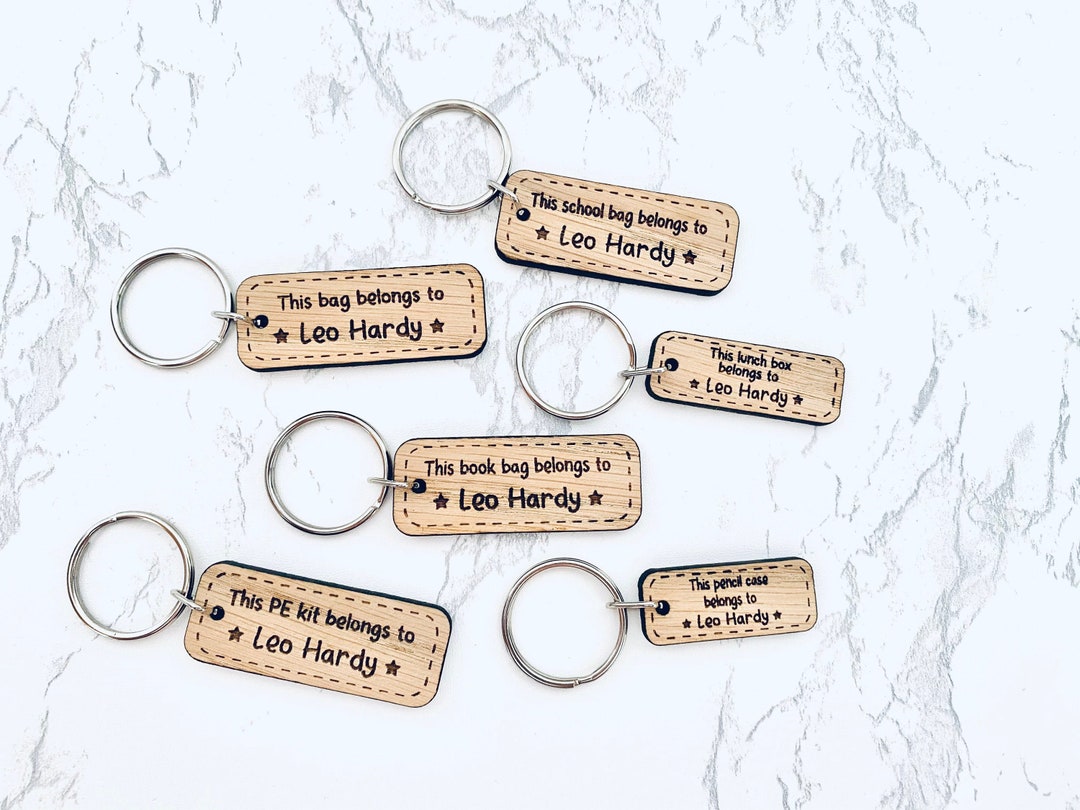 Kids School Bag Keyrings, Labels for Book Bag, School Bag, Lunch Box ...