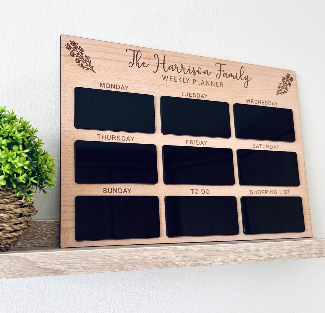 Personalised Family Planner, Wipeable Weekly Organiser, Weekly Food ...