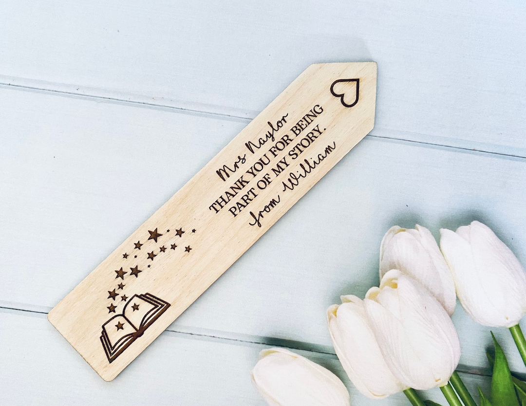Personalised Wooden Teacher Bookmark Gift for Him or Her, Present for ...