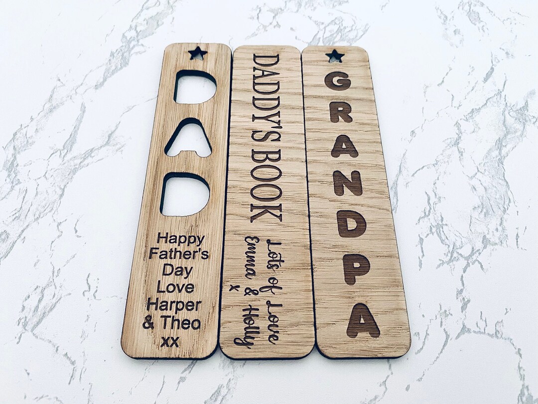 Personalised Wooden Engraved Bookmark for Dad Daddy Grandpa Grandad ...