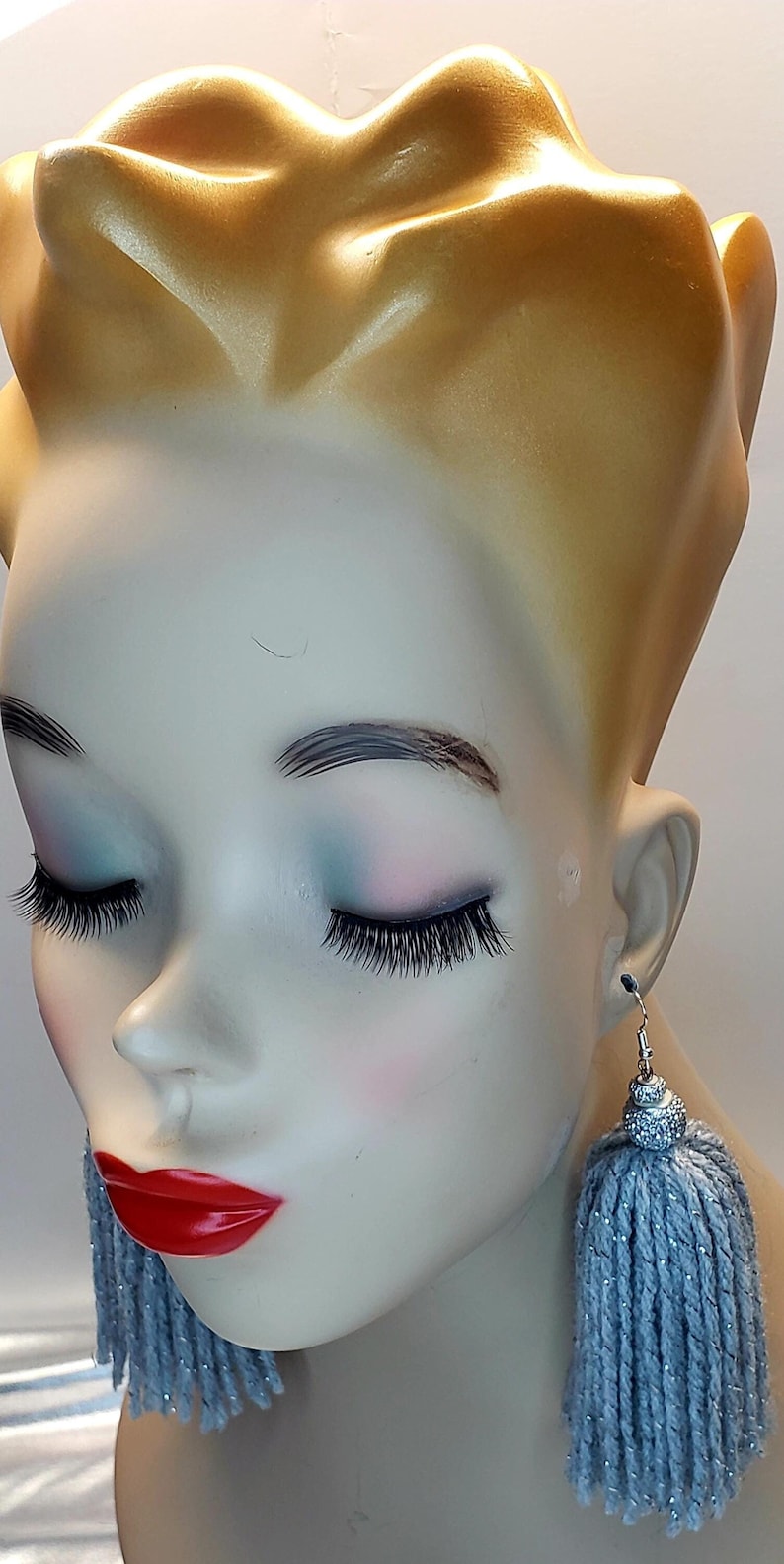 Tassel Dangle Sparkle Grey Earrings - Etsy