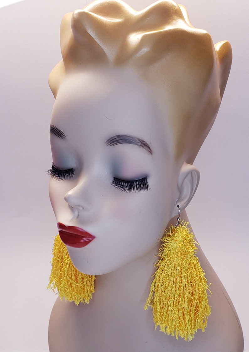 Tassel Dangle Fuzzy Earrings - Etsy