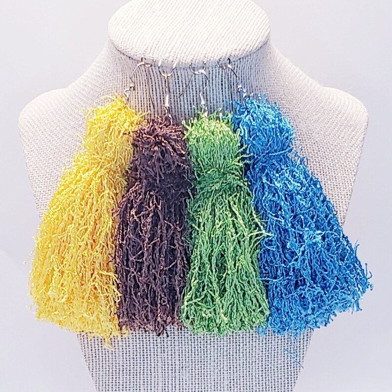 Tassel Dangle Fuzzy Earrings - Etsy