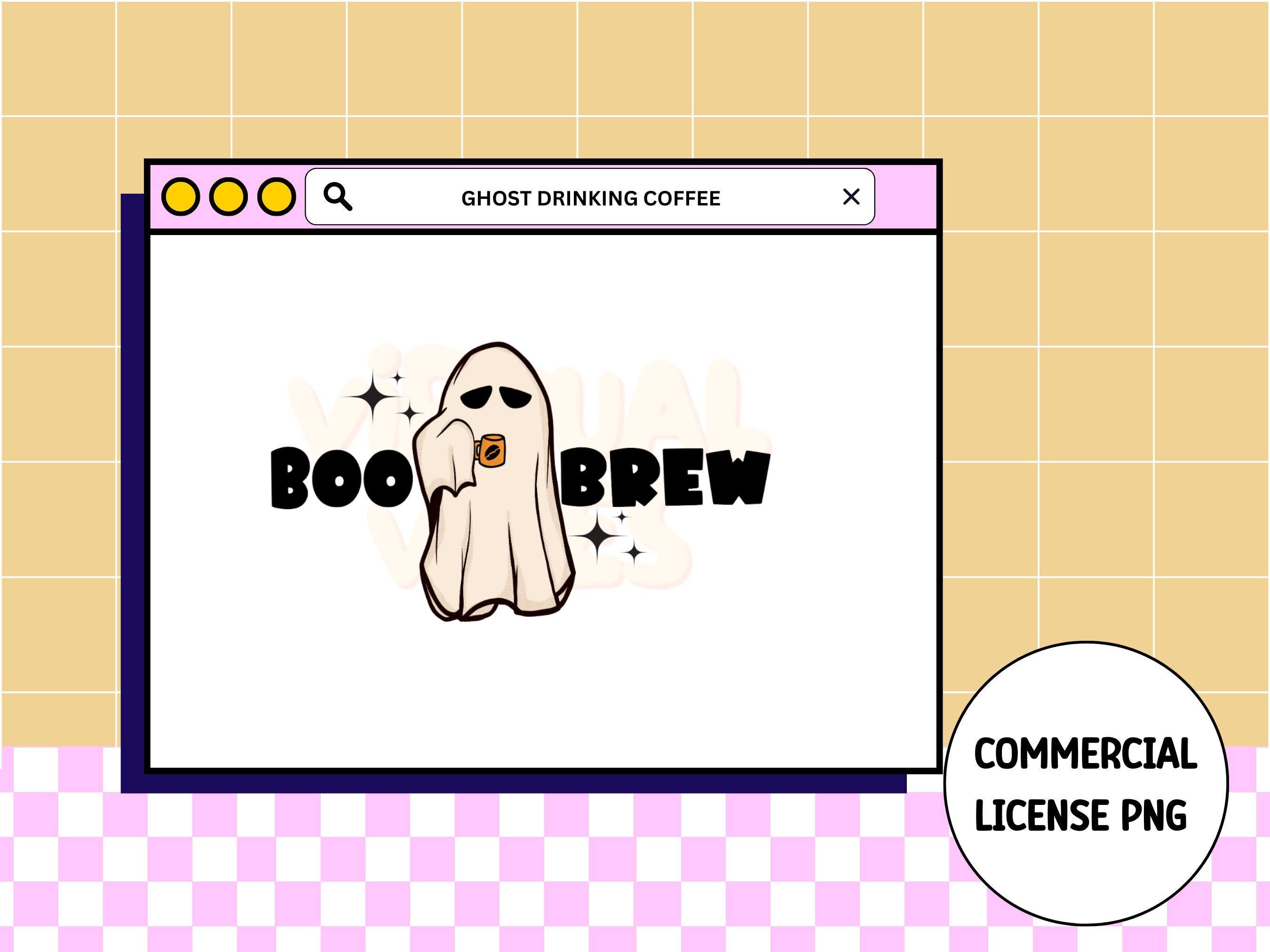 Retro Ghost Drinking Coffee| Boo Brew Digital PNG| Spooky Png ...