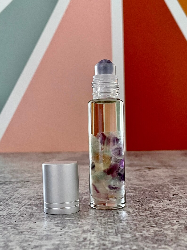 Crystal Infused Essential Oil Roll on Aromatherapy Chakra - Etsy