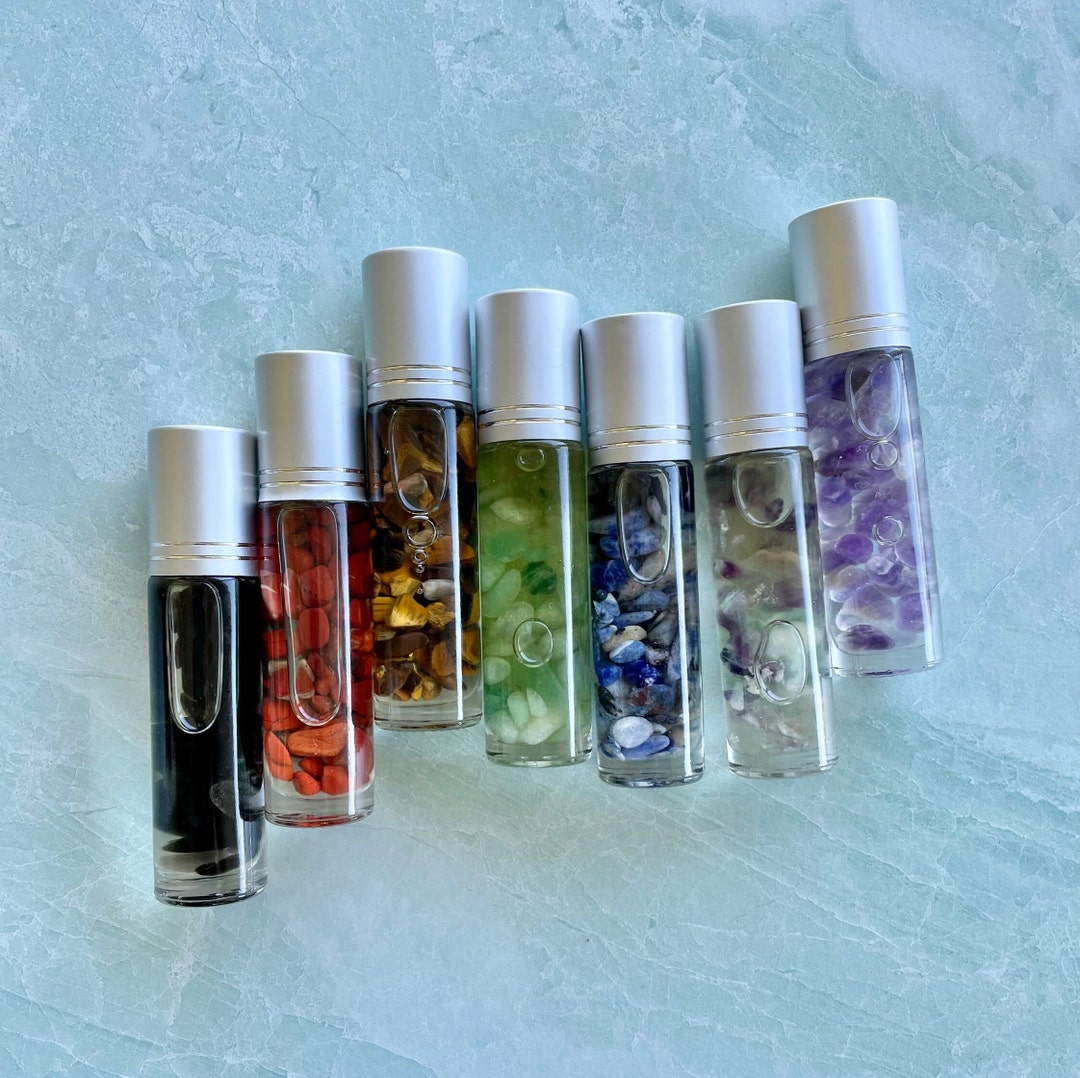 Crystal Infused Essential Oil Roll on Aromatherapy Chakra - Etsy