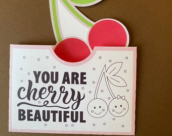 Cherry Heart Valentines Day Card - Etsy