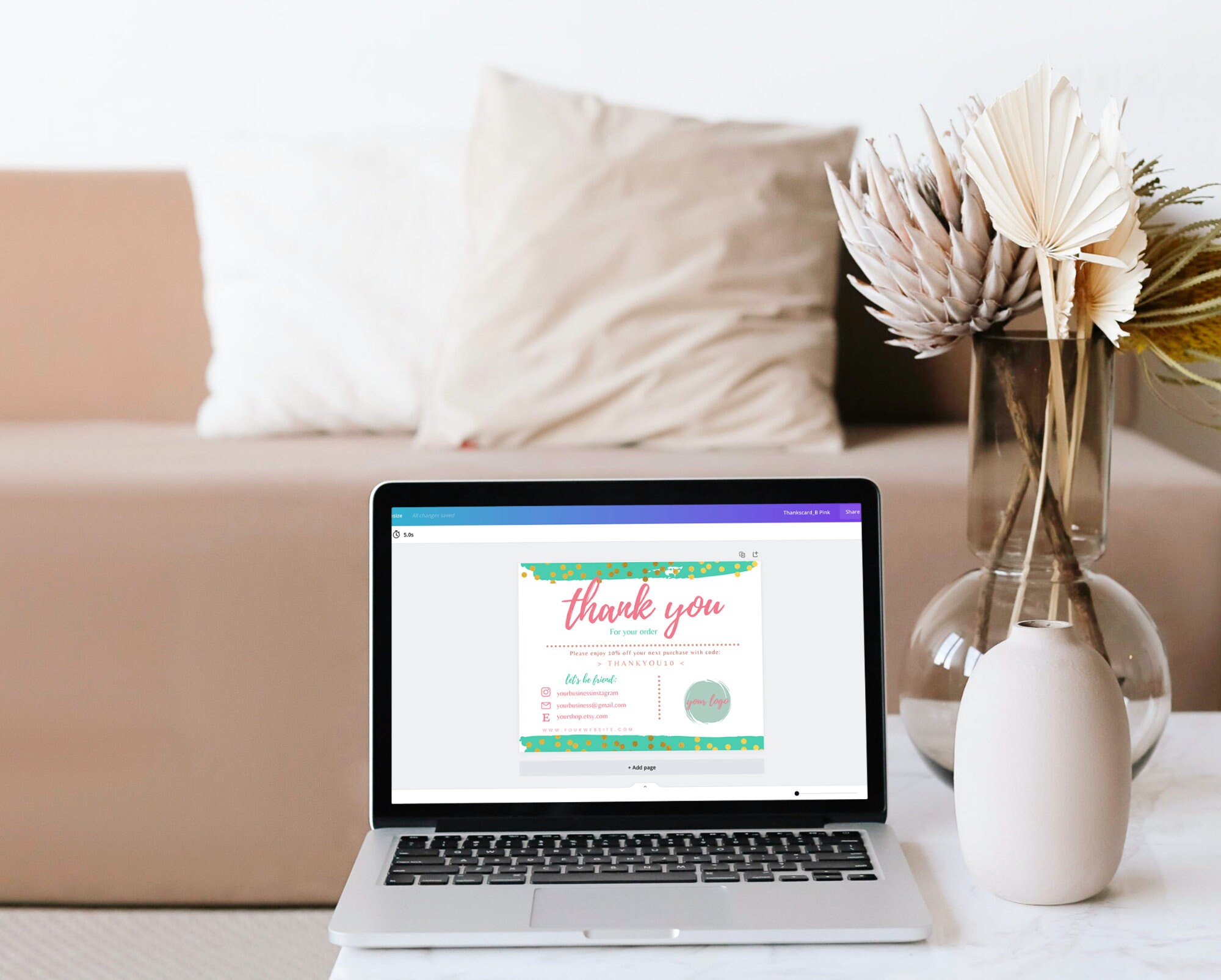 Tarjetas de agradecimiento imprimibles Plantilla empresarial Canva / Tarjetas de agradecimiento ...