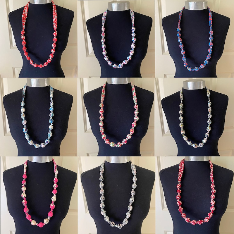 Fabric Bead Necklace - Etsy