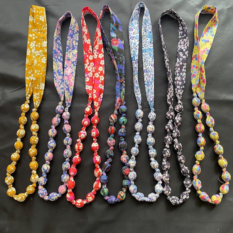 A Liberty of London Fabric Beaded 32" Long Necklace | Lady's Necklace ...