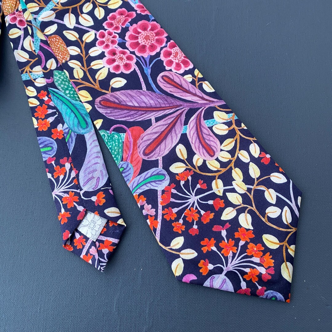 Liberty Necktie in "elm House" Navy Blue / Red Floral - Liberty Tana ...