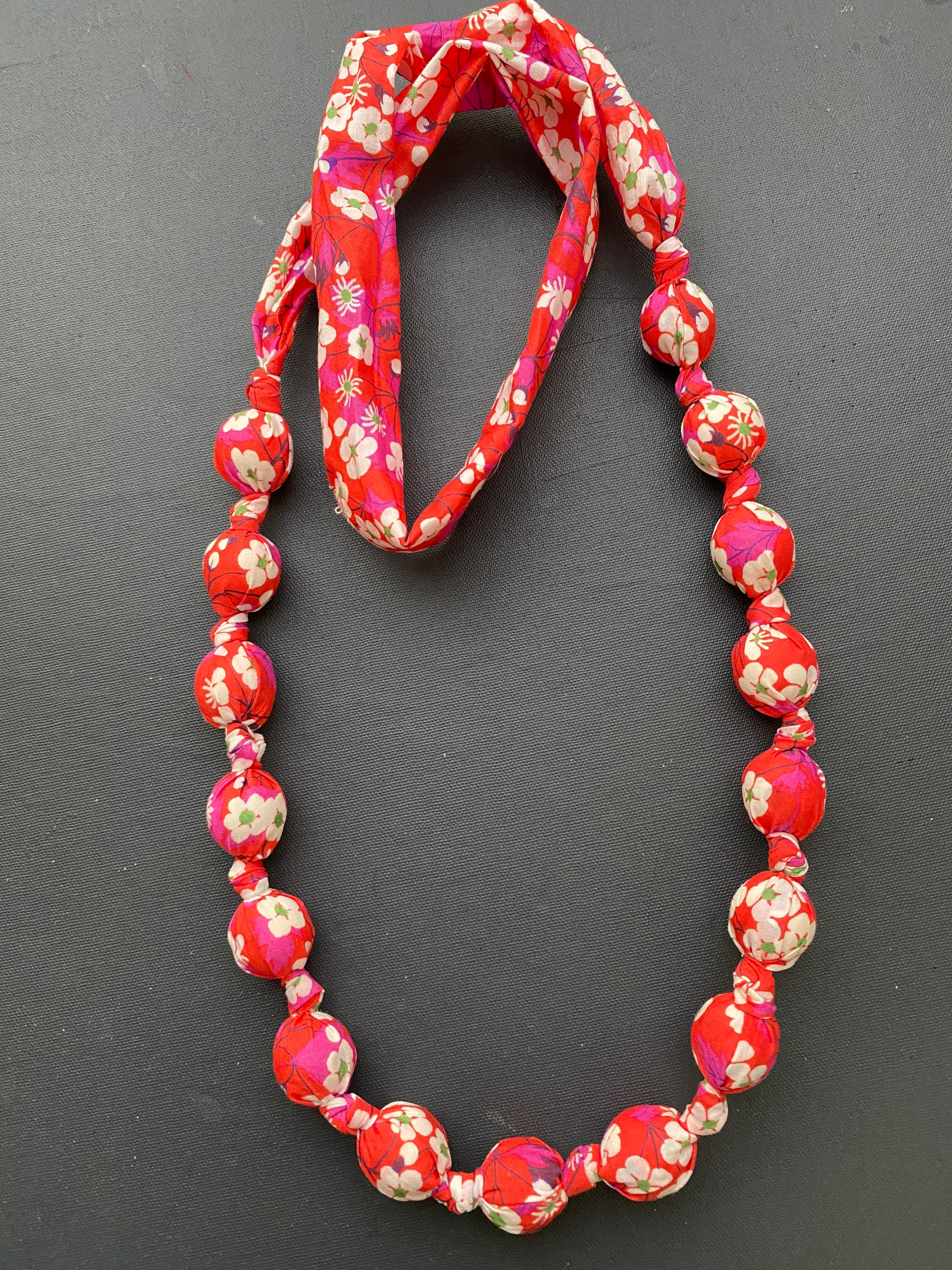 A Liberty of London Fabric Beaded 32" Long Necklace | Lady's Necklace | Gift | Statement ...