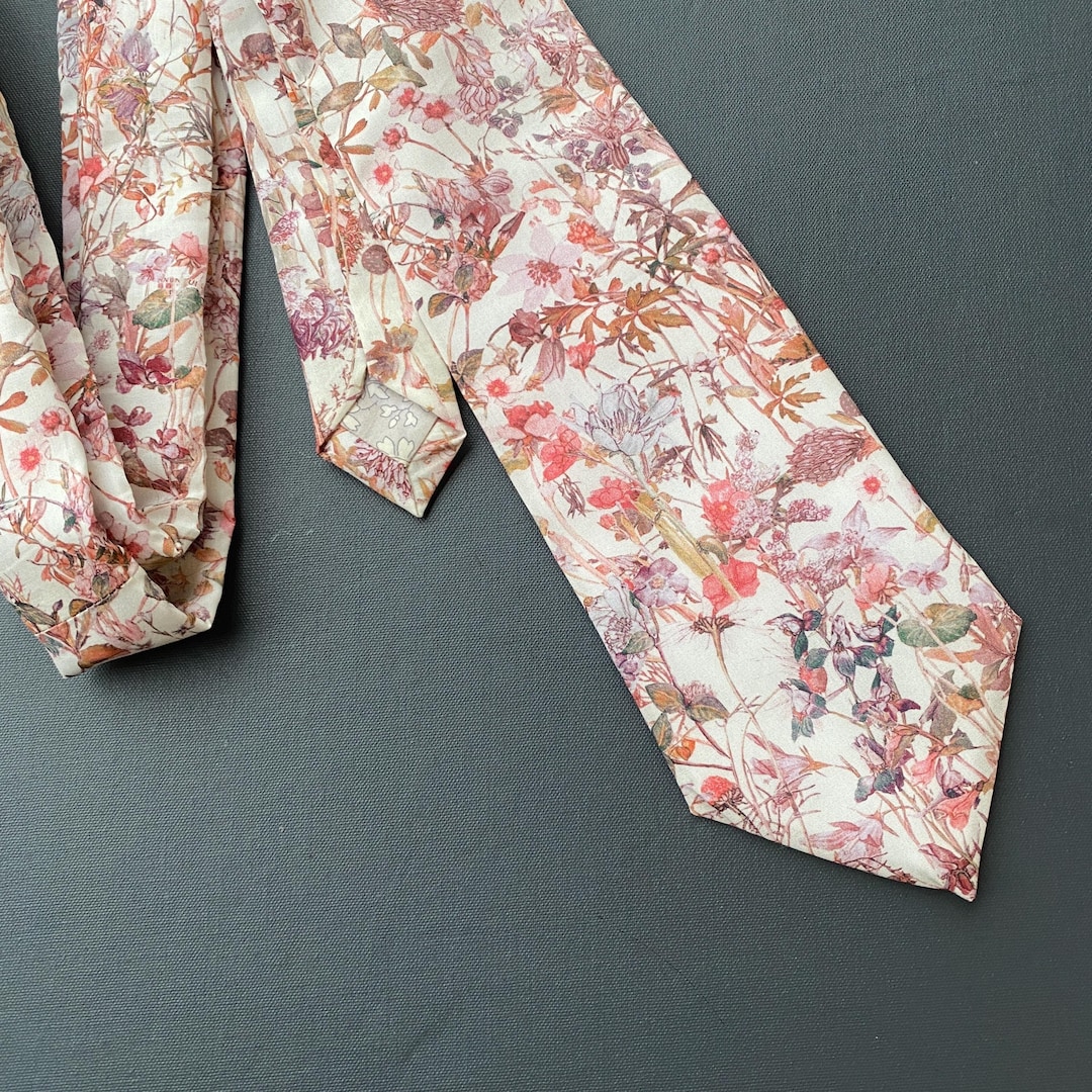 Liberty Necktie in Light Pink Wildflowers - Handmade Liberty Tana Lawn ...