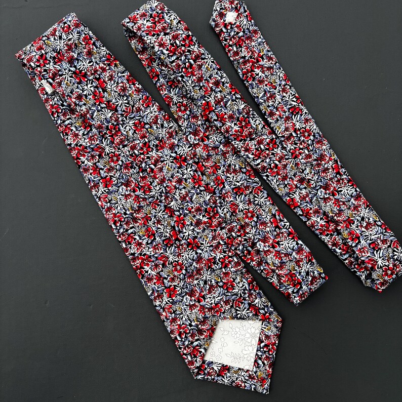 Liberty Necktie in Red & Blue “ragged Robin” Prints - Handmade Liberty ...