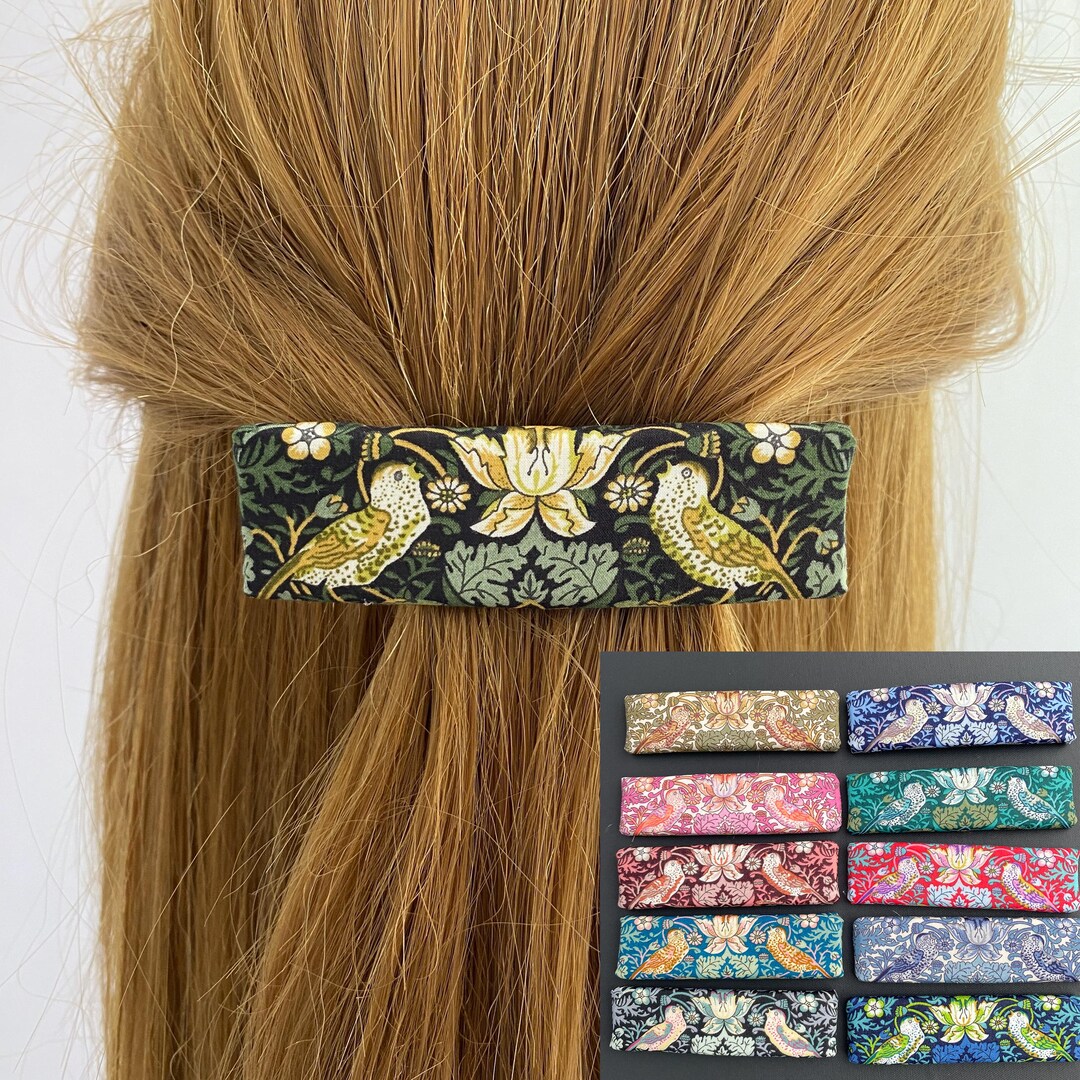 Liberty of London Fabric Covered Barrette | William Morris - Strawberry ...