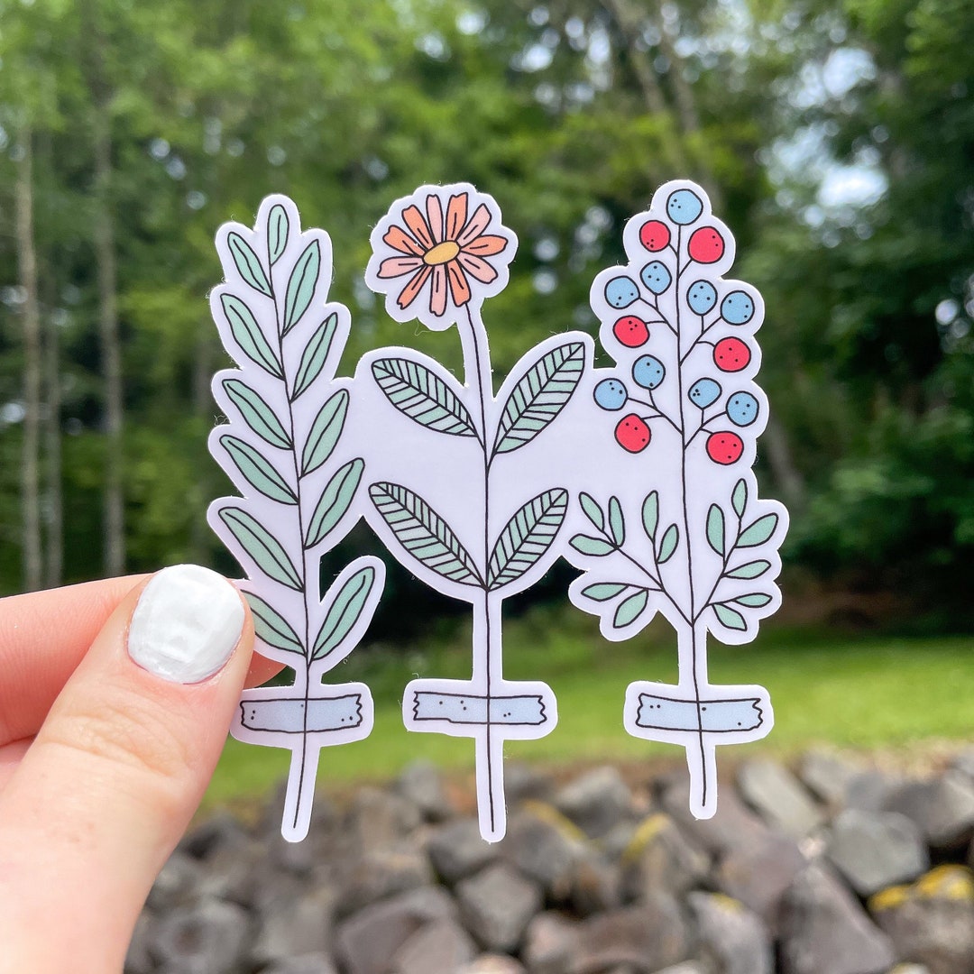 Summer Flower Sticker Floral Sticker Minimalistic Flower Sticker Flower ...
