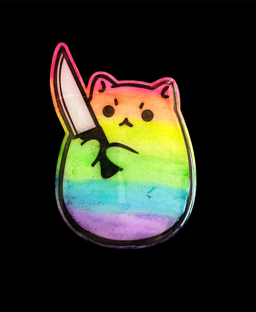 Chibi Angry Kitty Decor, Stabby Kitty, Redrum Kitty, Cat and Knife ...