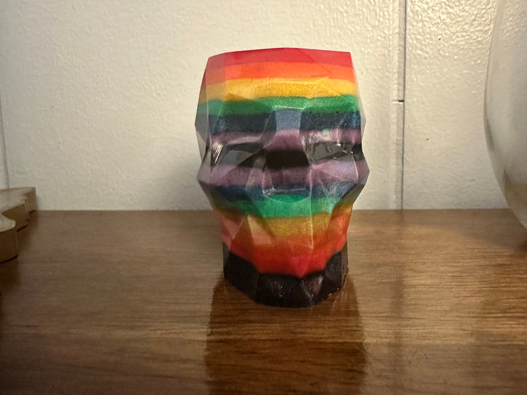 Skull Pen Holder, Skull Desk Decor, Skull Organizer, Rainbow Skull - Etsy