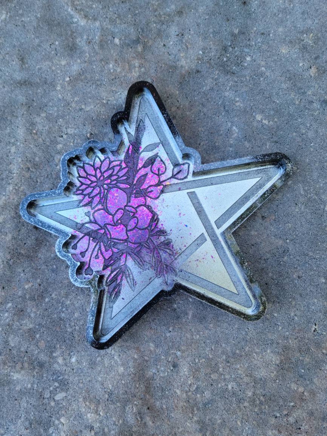 Pentagram Tray, Spooky Decor, Pentagram Decor, Pentagram and Flowers ...