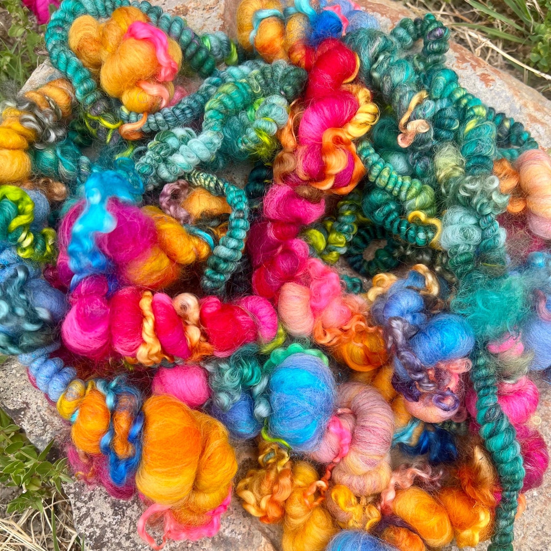 Large Bobble Art Yarn With Wool Locks, FLOWER BOUQUET, Multicolored ...