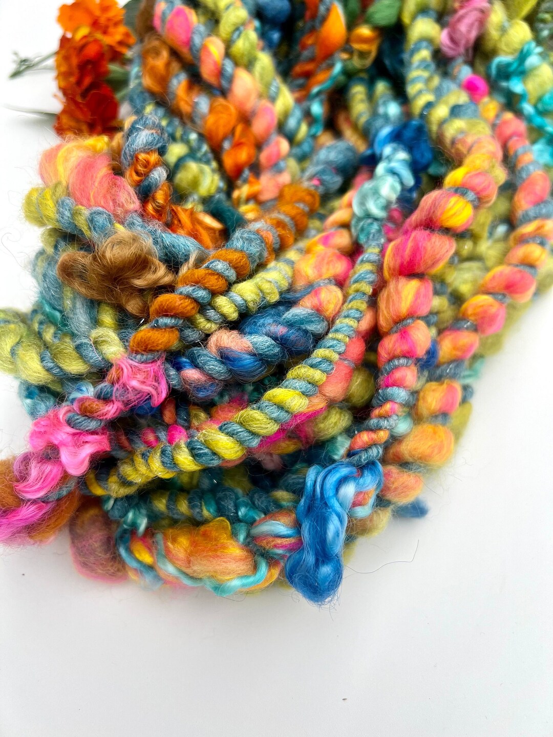 Multicolored Super Bulky 2 Ply Art Yarn With Wool Locks, PARTY LIGHTS, 20 Yard, 6.23oz, for ...