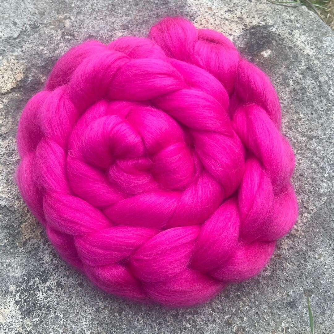 Deep Purple Pink Merino Wool Combed Top Roving, RASPBERRY, 4 Oz 23mic ...