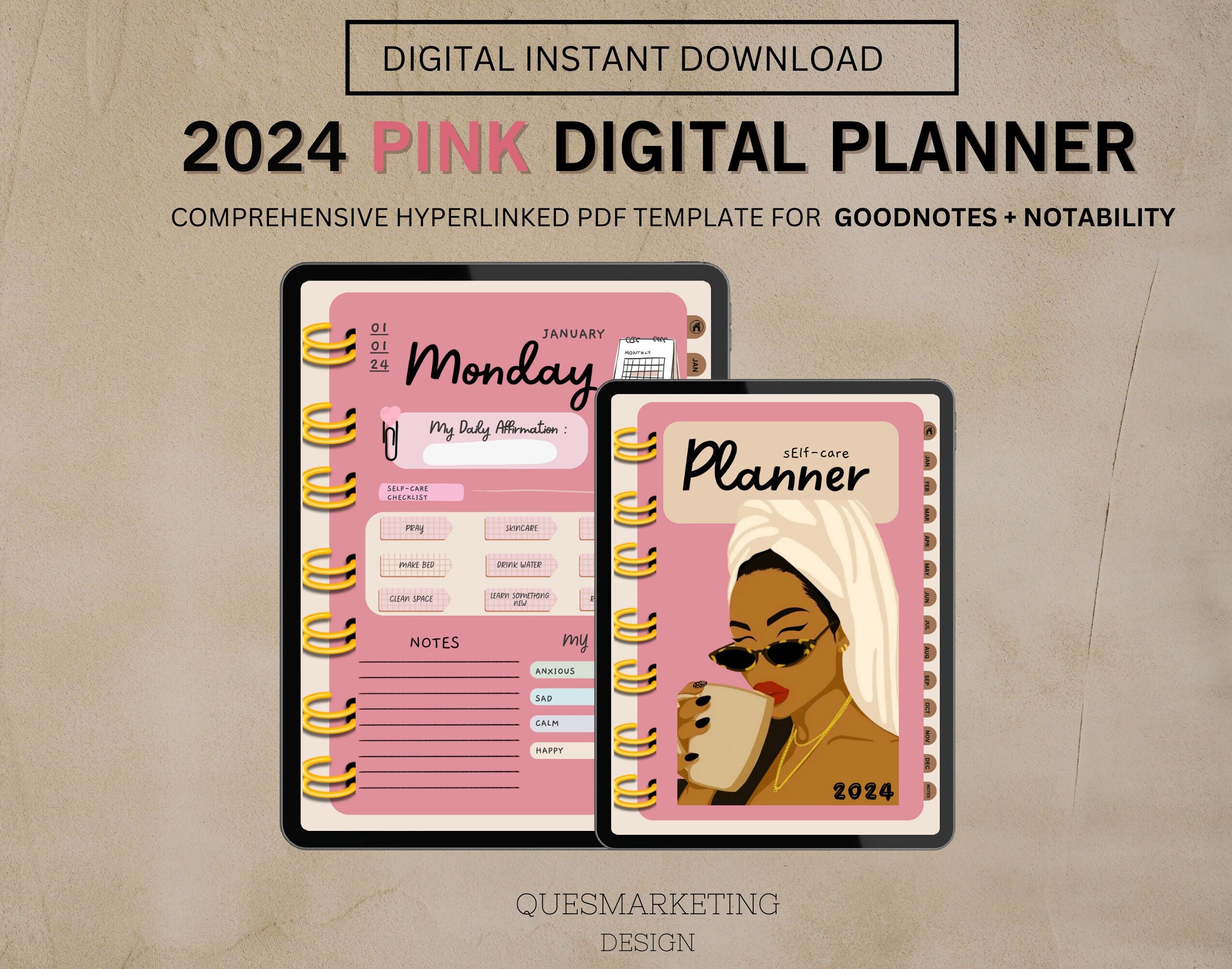 BLACK GIRL Digital Planner 2024 | Black Girl Self Care| Goodnotes, Ipad ...