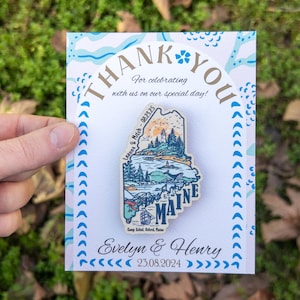 Maine Bulk Wedding Favor, State Thank You Magnets, Unique State Wooden ...