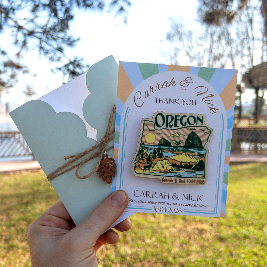 Oregon Thank You Magnets, Rustic Bulk Wedding Favors, Gift State Wooden ...