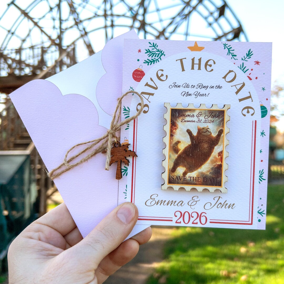 Rustic Cat Save the Date Magnet, Personalized Wedding Card - Etsy