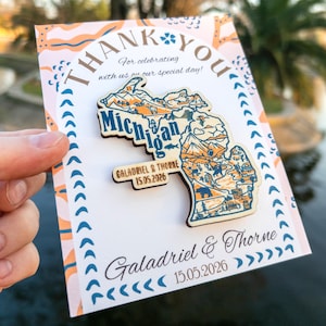 Michigan Thank You Magnets, Unique Bulk Wedding Favor Gift Wooden ...